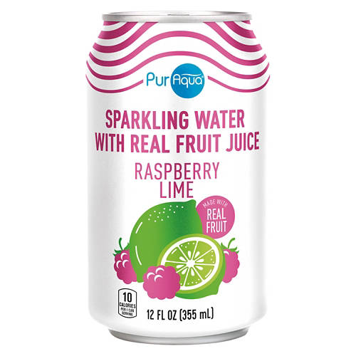 PurAqua Sparkling Water with Raspberry Lime Juice 8 pack